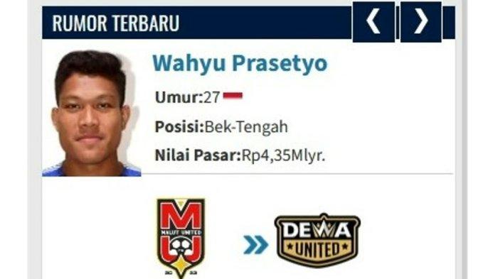 Dewa United Digosipkan Pepet Bek Malut United Wahyu Prasetyo