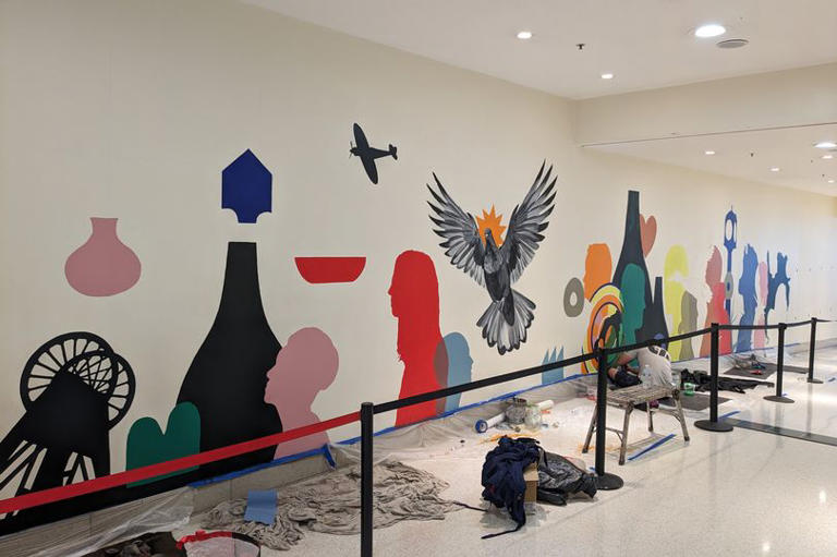 Giant murals created in Hanley's Potteries Centre to celebrate Stoke-on ...