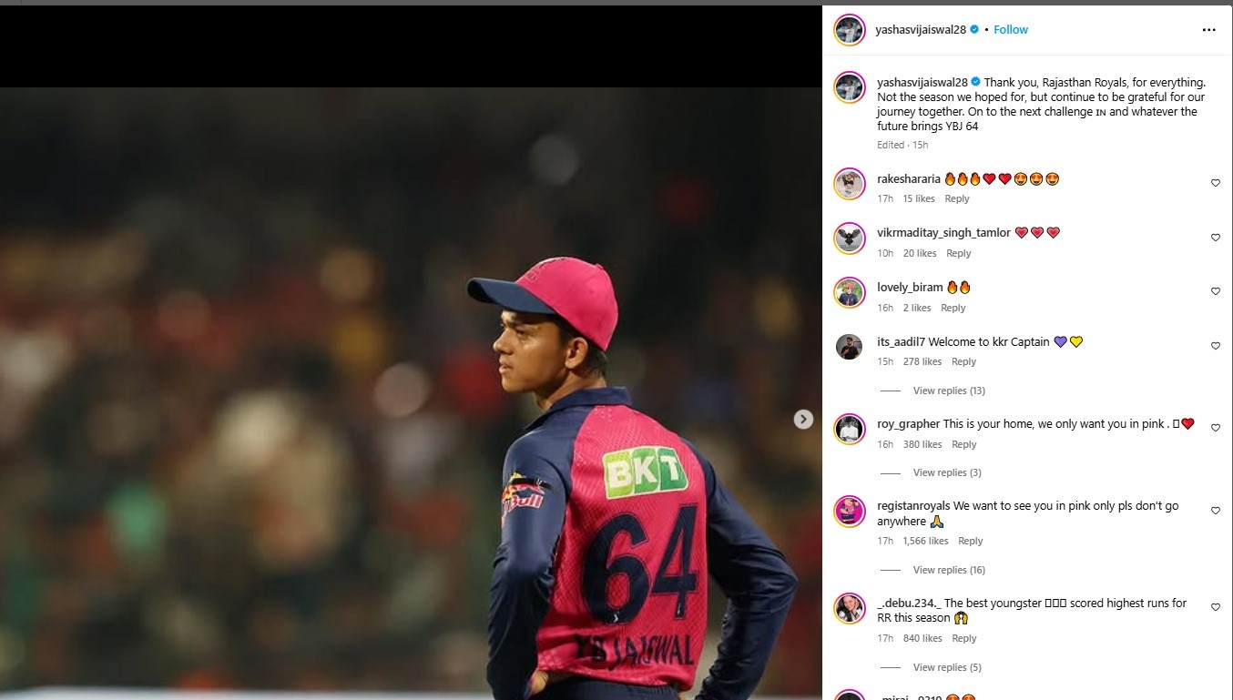 IPL 2025: Yashasvi Jaiswal edits cryptic post after stoking Rajasthan Royals exit buzz