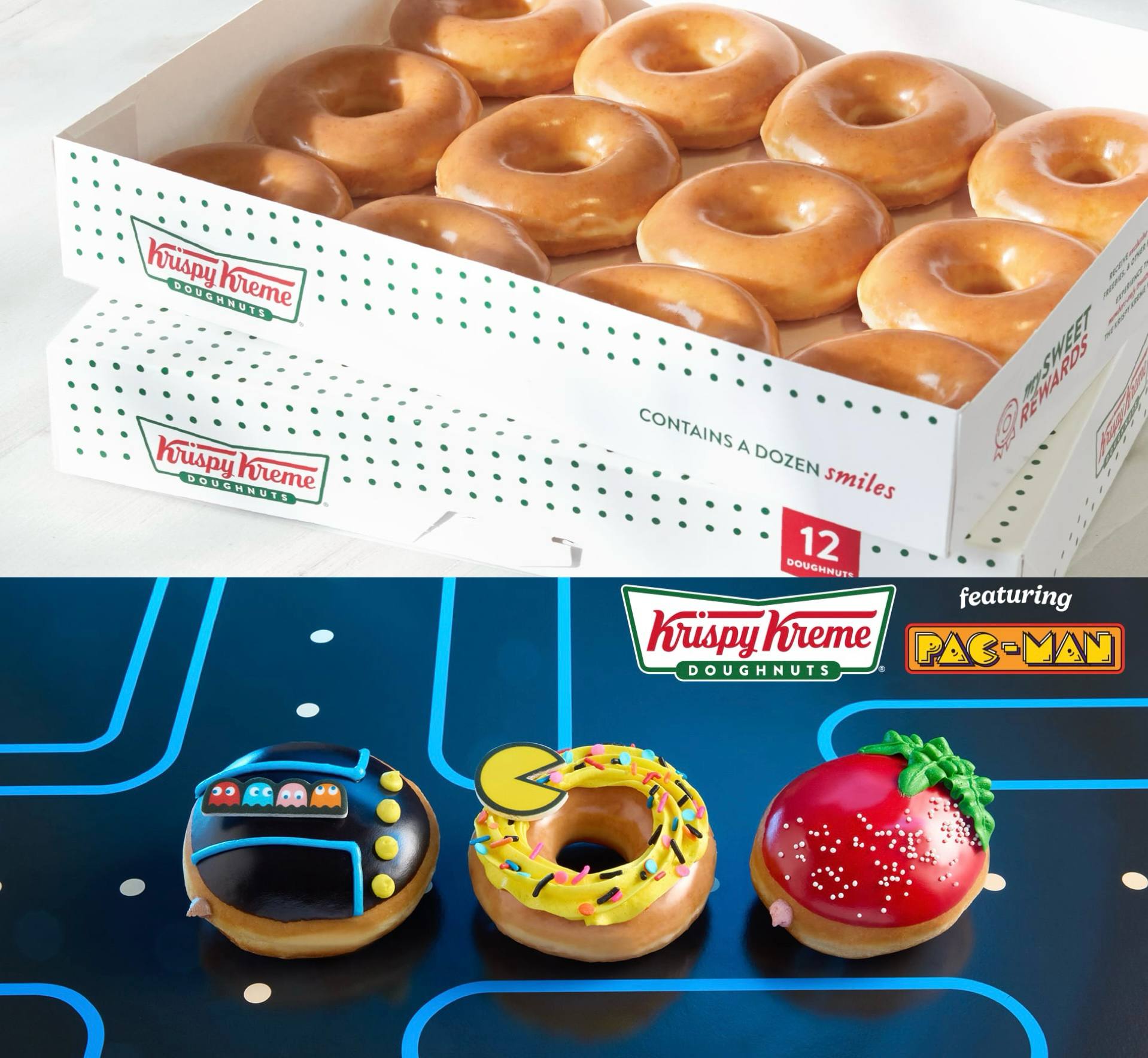 Krispy Kreme Pac-Man's anniversary with a BOGO dozen for 25 cents