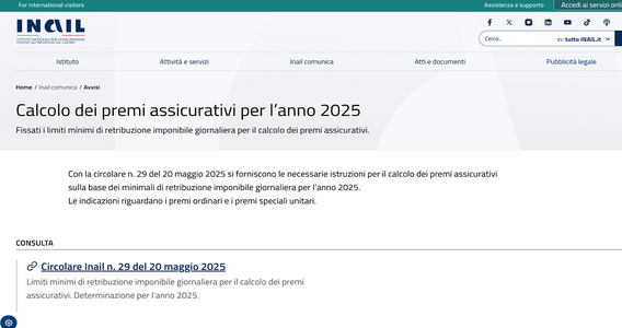 Premi INAIL 2025: retribuzione minima e istruzioni per il calcolo