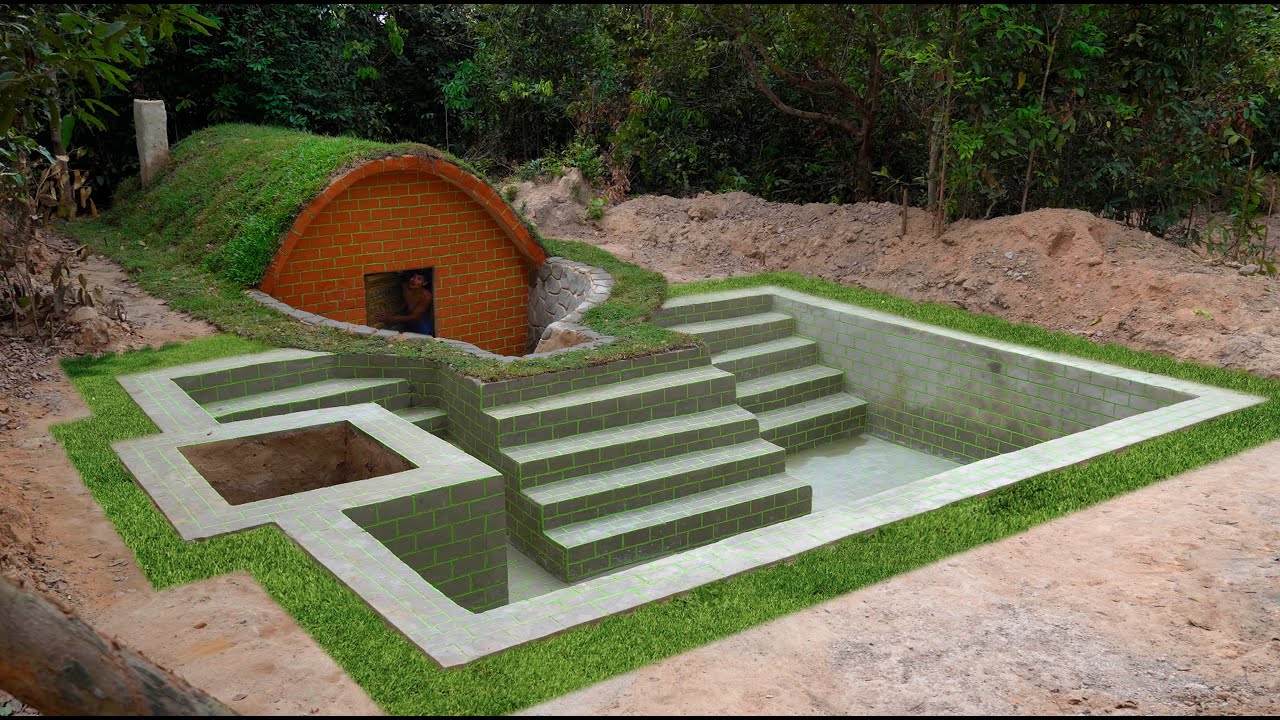 7 Days Building Underground Swimming Pool & Hidden House