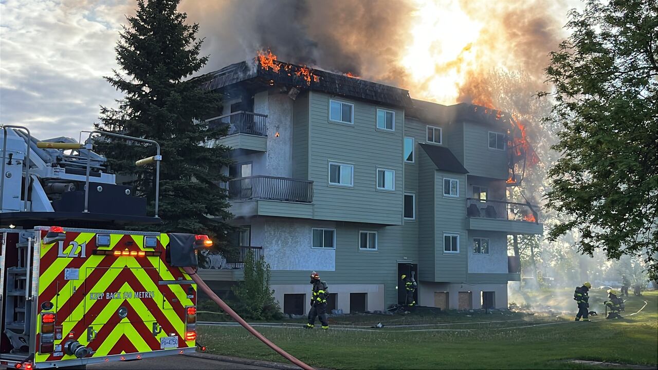 Crews battle large apartment fire near high school in Prince George
