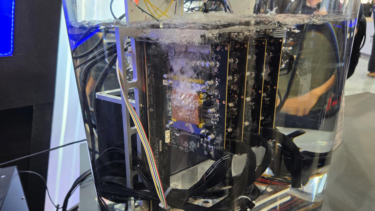 This $50,000 immersion-cooled workstation can support four Nvidia RTX 5090s