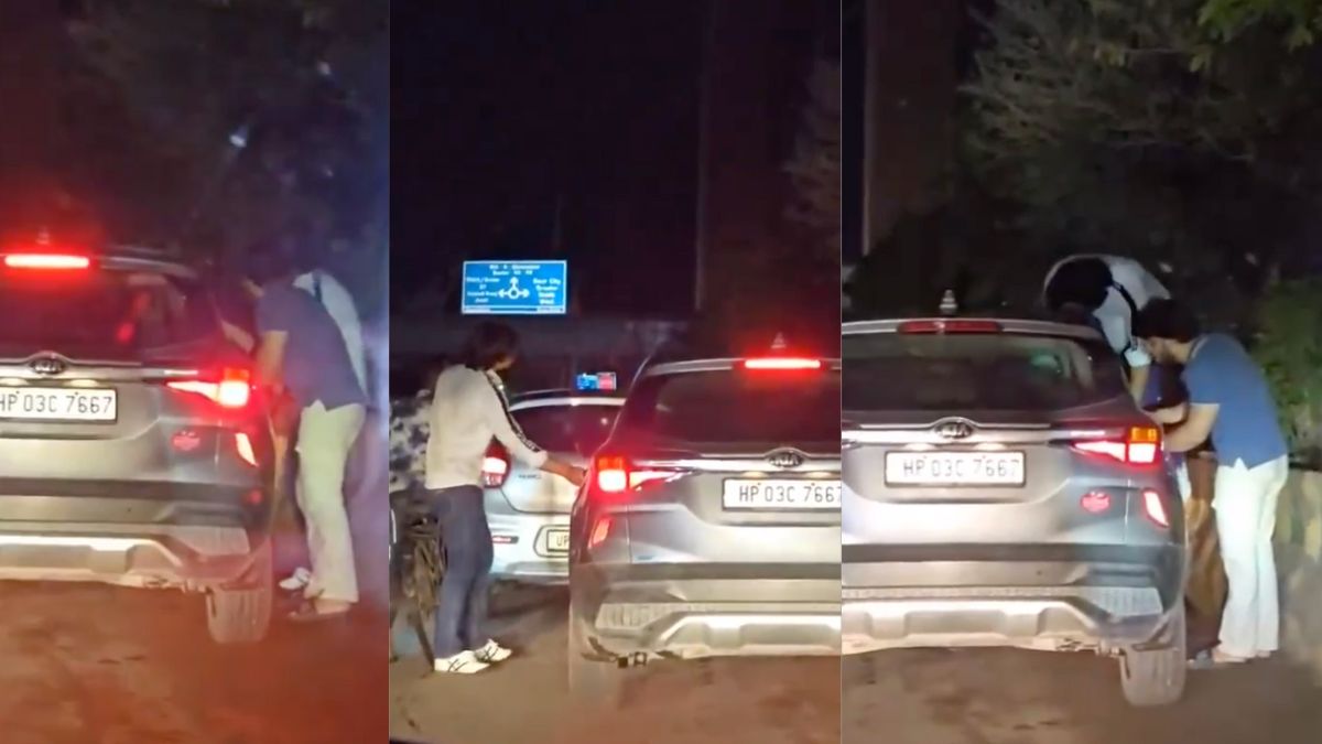 Noida Road Rage: Miscreants Caught Attacking Car On Busy Road, Attempt ...