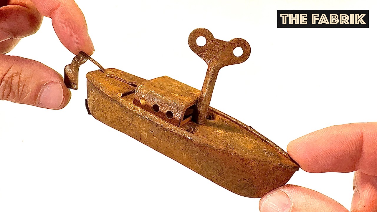 1940's Mini Clockwork Tin Boat