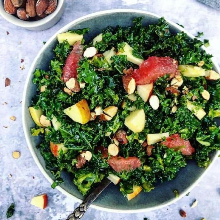 This 7-Minute Kale Salad with Grapefruit, Apple, and Salted Almonds Is ...