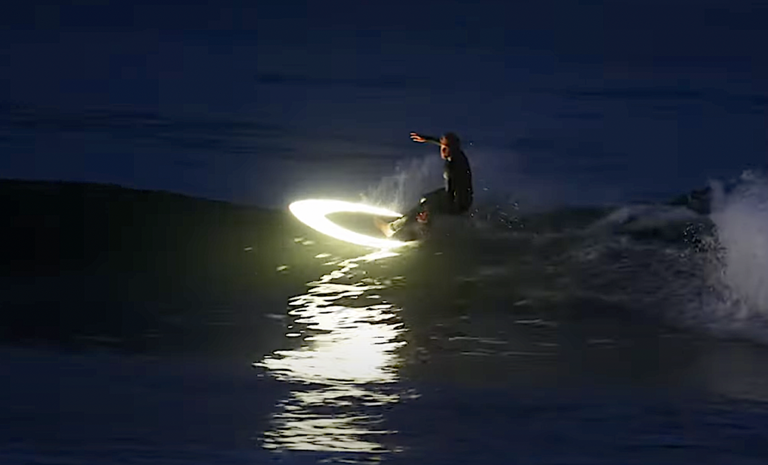 Night Surfing Lower Trestles on Illuminated Surfboard (Video)