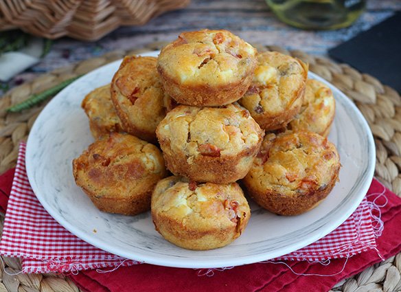 Tuna, tomato, and feta muffins