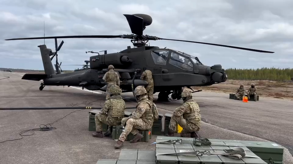 NATO Apache Loaded With Hellfire Missiles, Fire Near Russia Border