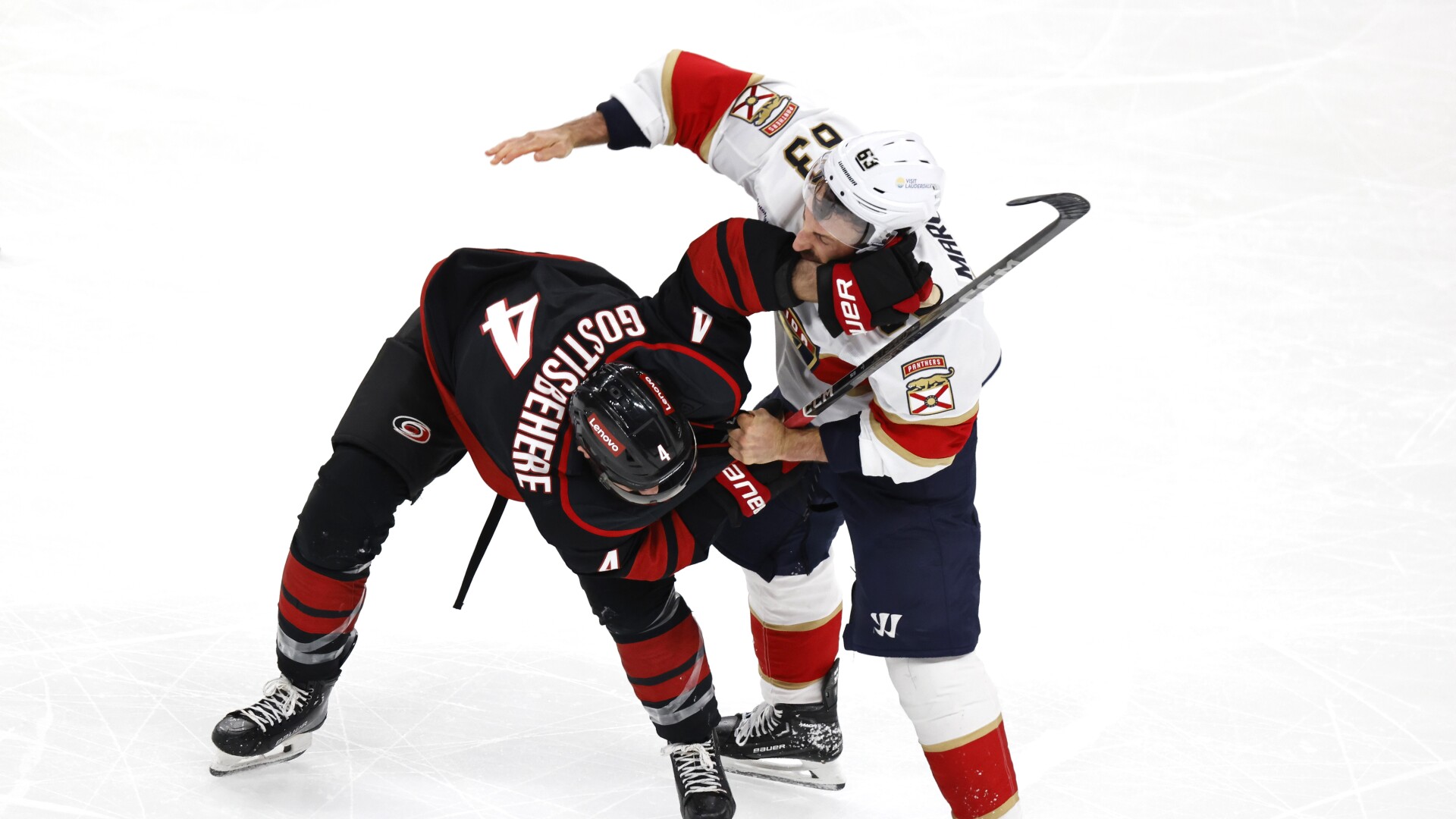 Tussle with Florida’s Brad Marchand, Carolina’s Shayne Gostisbehere ...