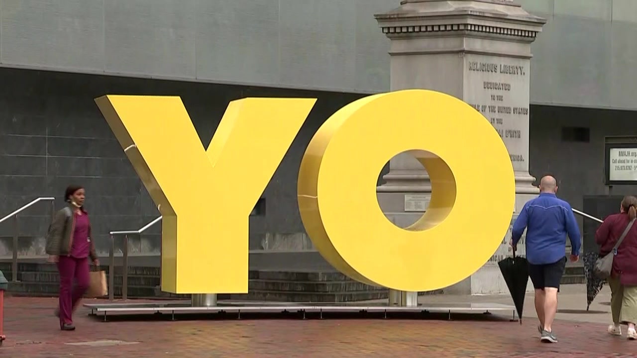 OY/YO sculpture outside Center City Jewish history museum moved for ...