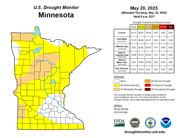 Maps show Minnesota is experiencing a moderate drought and abnormally ...
