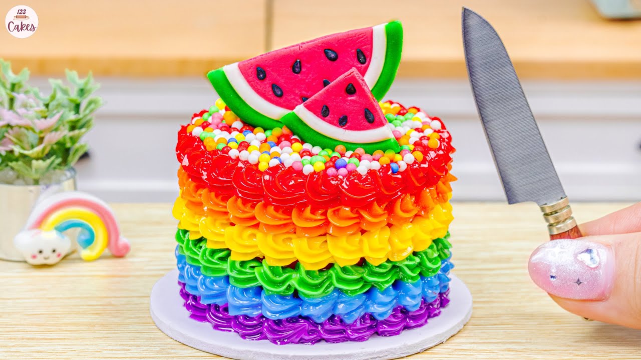 Amazing Rainbow Buttercream Cake – 1000+ Miniature Rainbow Cake Recipe – Best of Rainbow Cake Ideas
