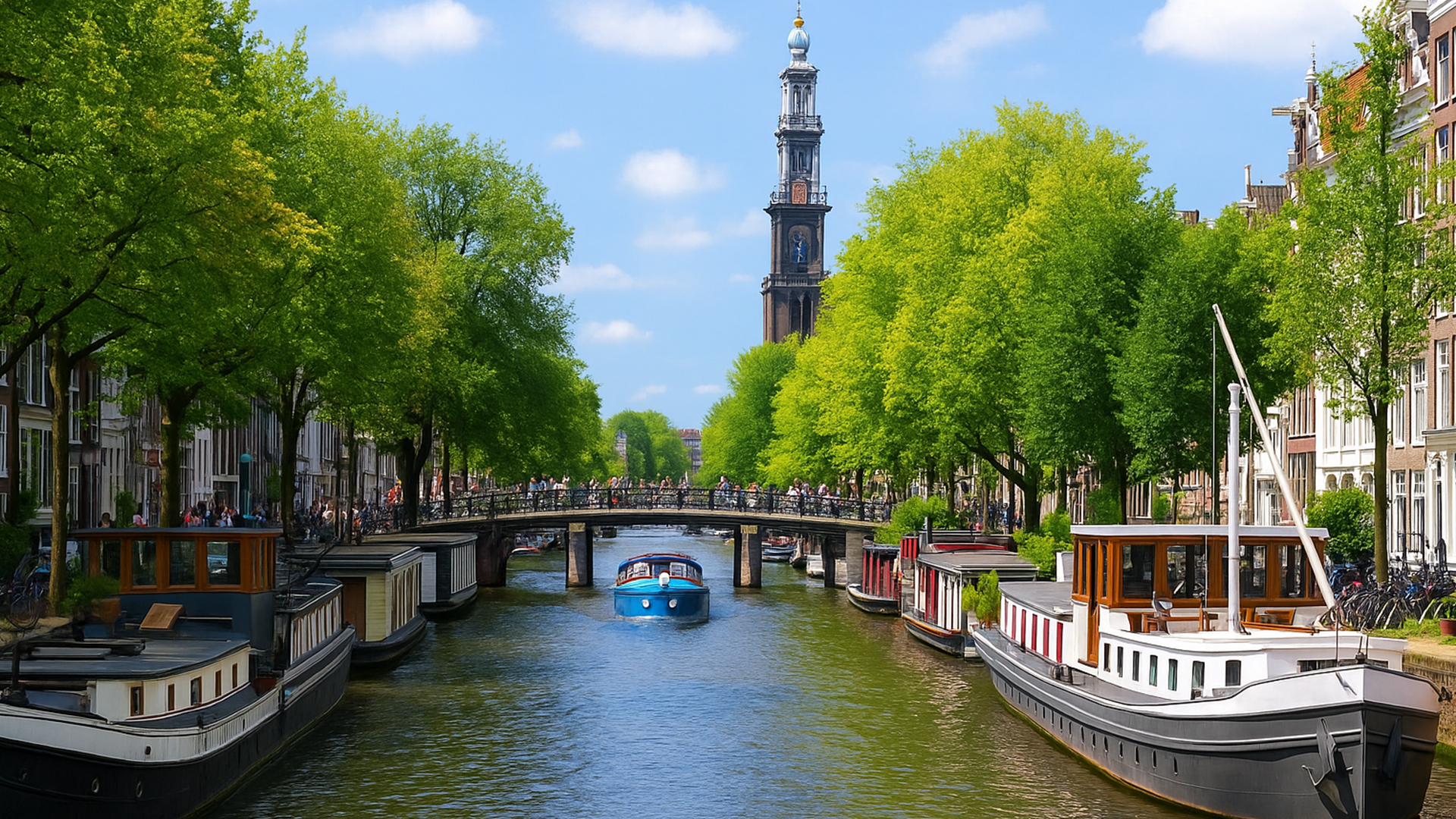 Rondvaart door de Amsterdamse Prinsengracht in 4K