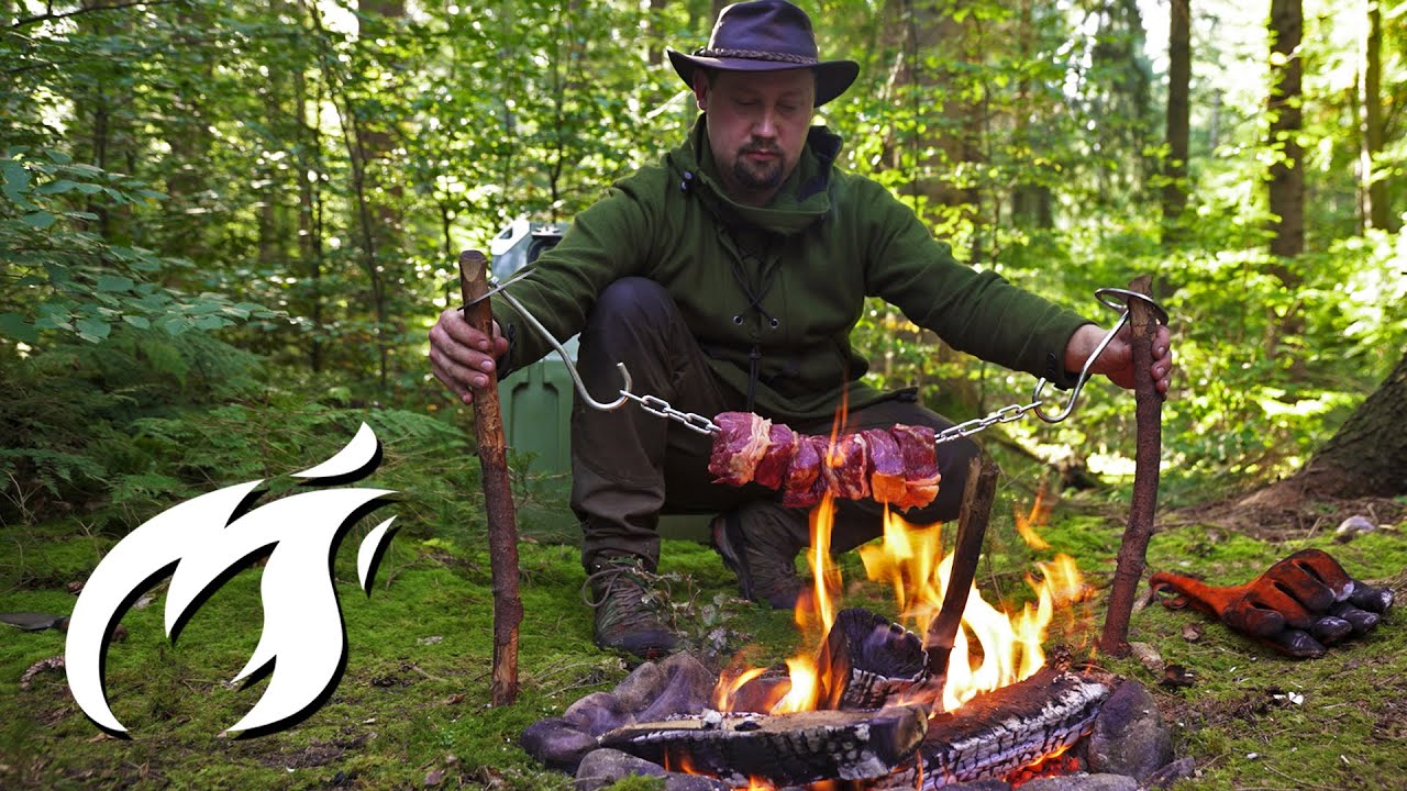 Chain-Grilling a Monster Steak in the Forest🔥