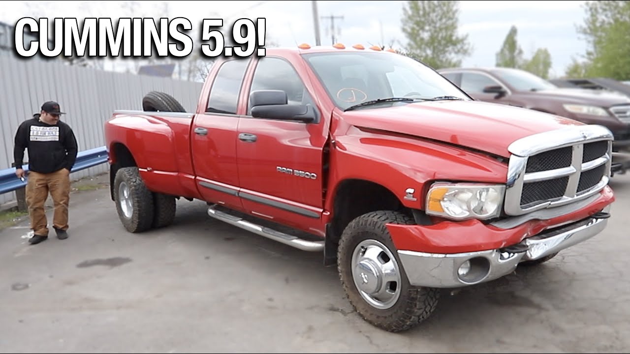 We bought a totaled Cummins 5.9 dually to rebuild and rescue our builds