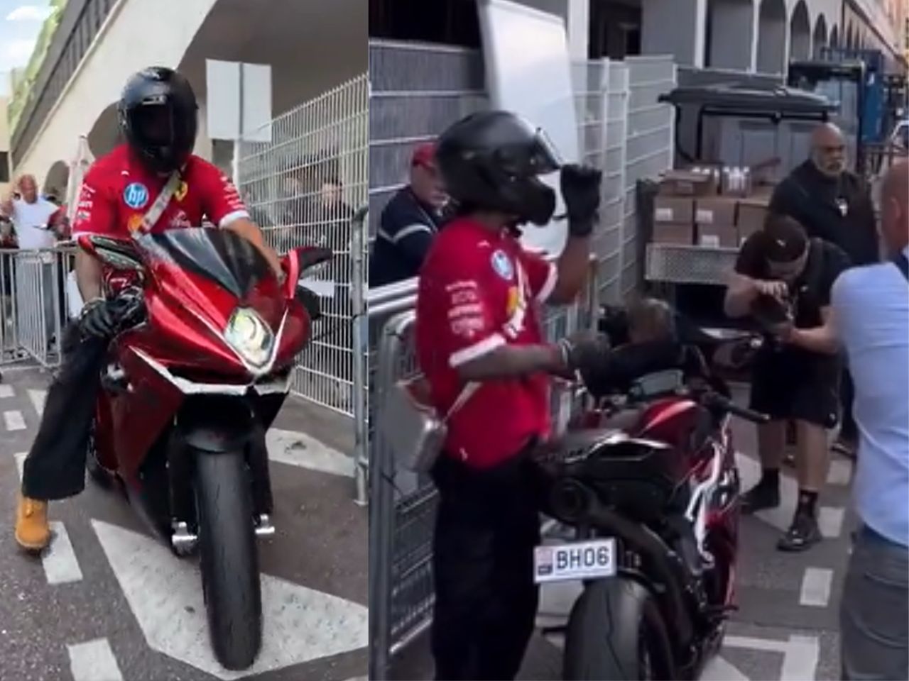 WATCH: Lewis Hamilton arrives in his rare MV Augusta bike for the 2025 ...
