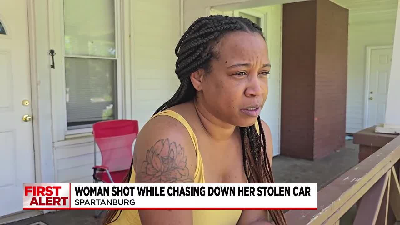 Report: Spartanburg woman shot while chasing down her stolen car