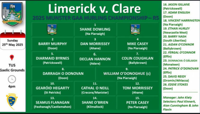 Cork make four changes as Dessie Hutchinson drops to bench for Waterford