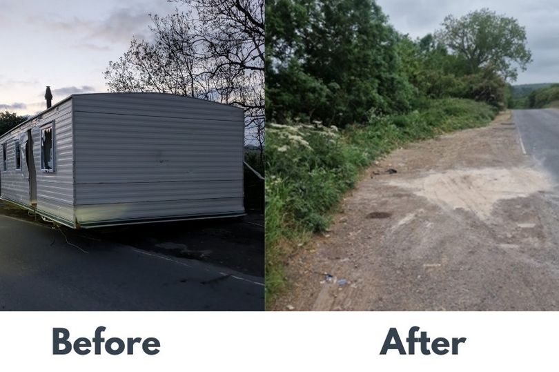 'Eyesore' fly-tipped caravan removed a month after being dumped