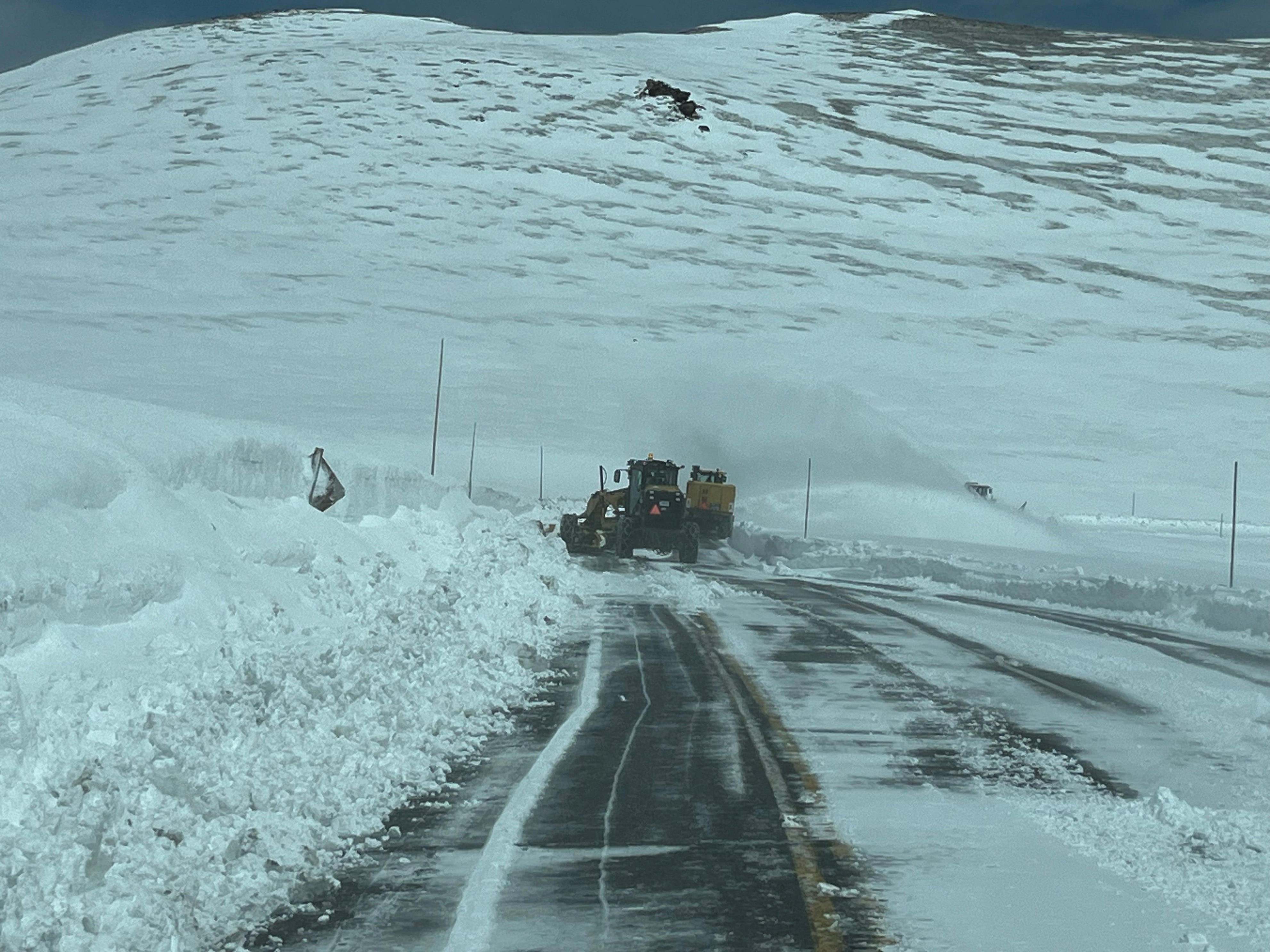 Plows begin clearing Trail Ridge Road in Rocky Mountain National Park
