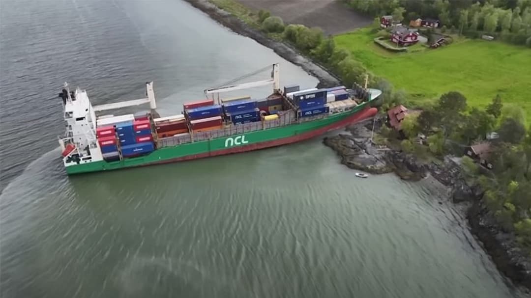 Massive container ship crashes into man’s yard after officer falls ...
