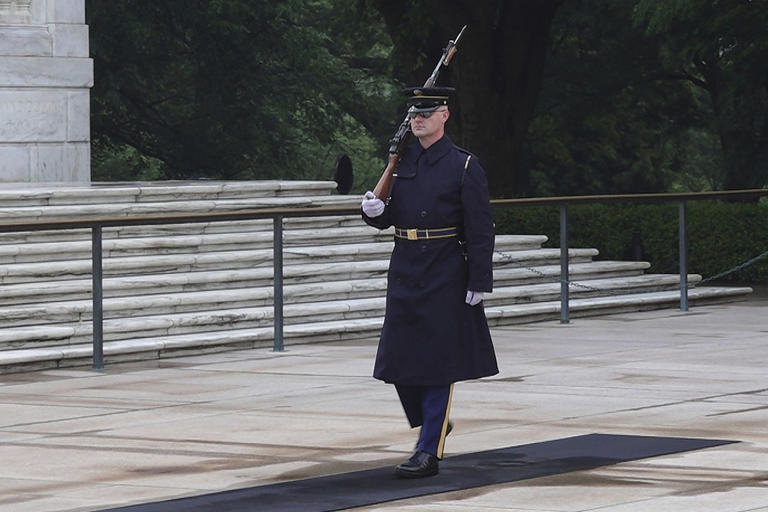 For 1 sentinel, a final walk at Arlington's Tomb of the Unknown Soldier