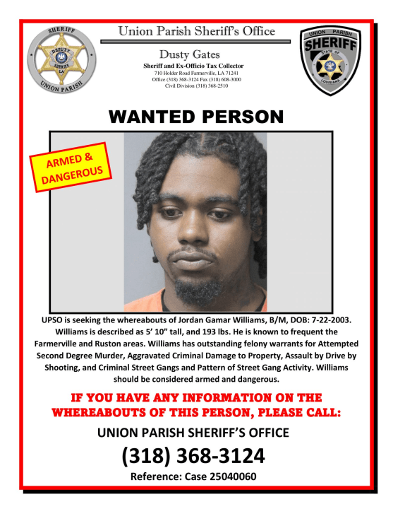 Union Parish Sheriff’s Office seeks whereabouts of man wanted for ...