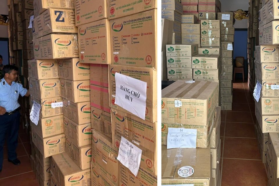 Phát hiện kho chứa gần 12.000 lon sữa không rõ nguồn gốc ở Long An