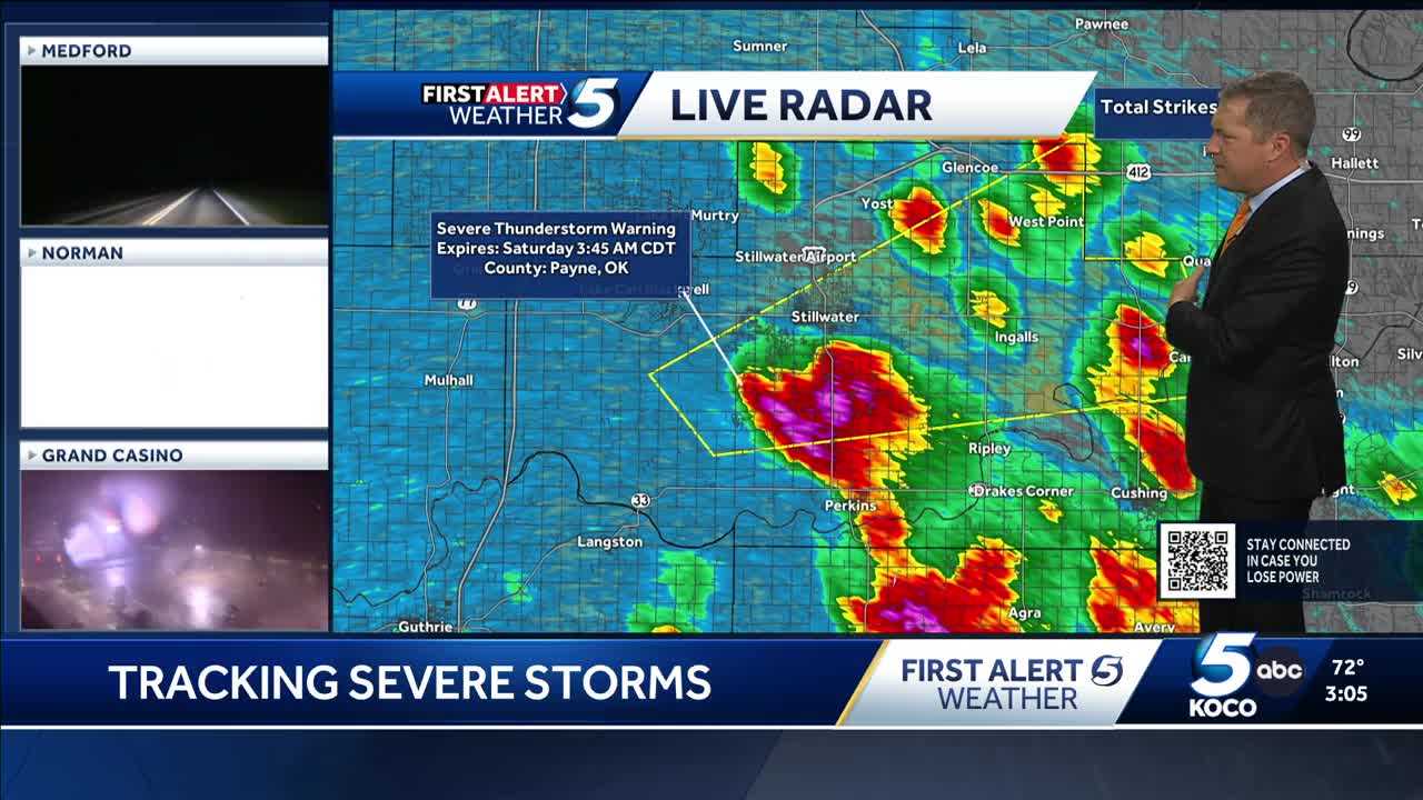 Tracking severe storms with tornado threat in central Oklahoma