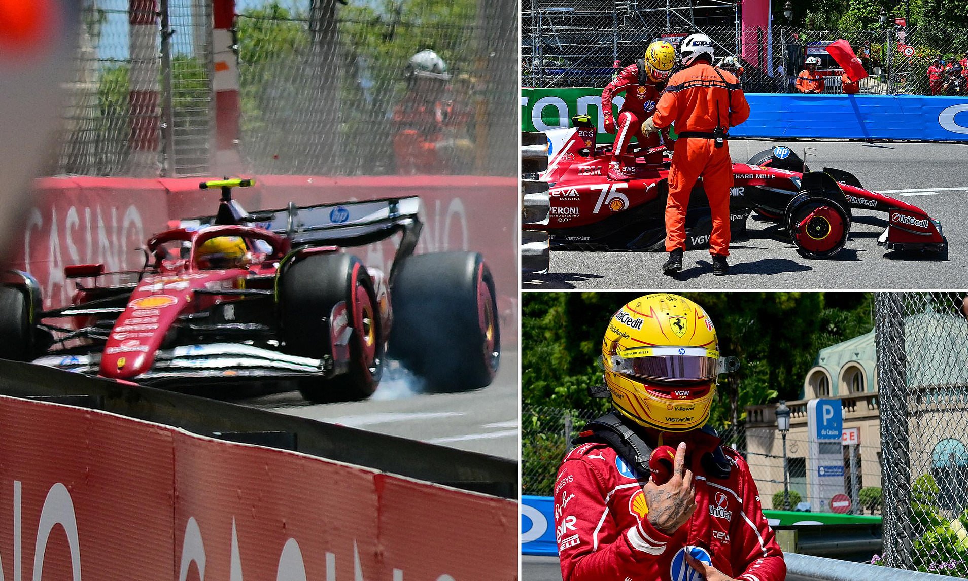 Lewis Hamilton's Ferrari misery continues as star CRASHES OUT of Monaco ...