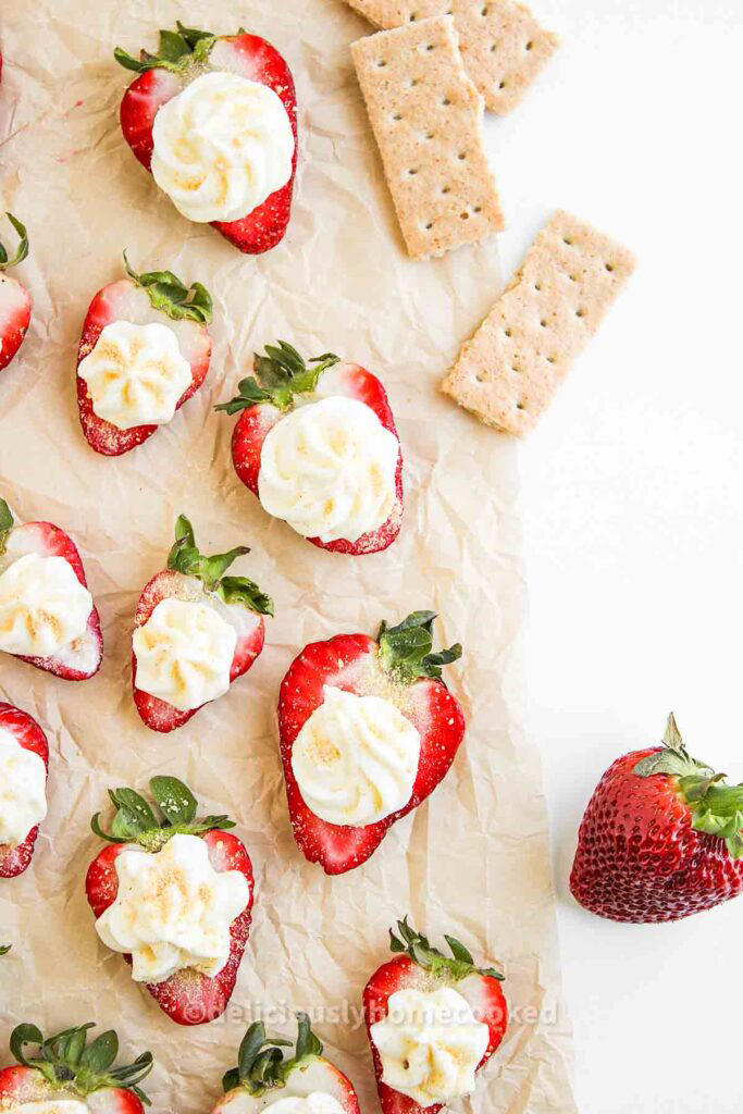 Cheesecake deviled strawberries