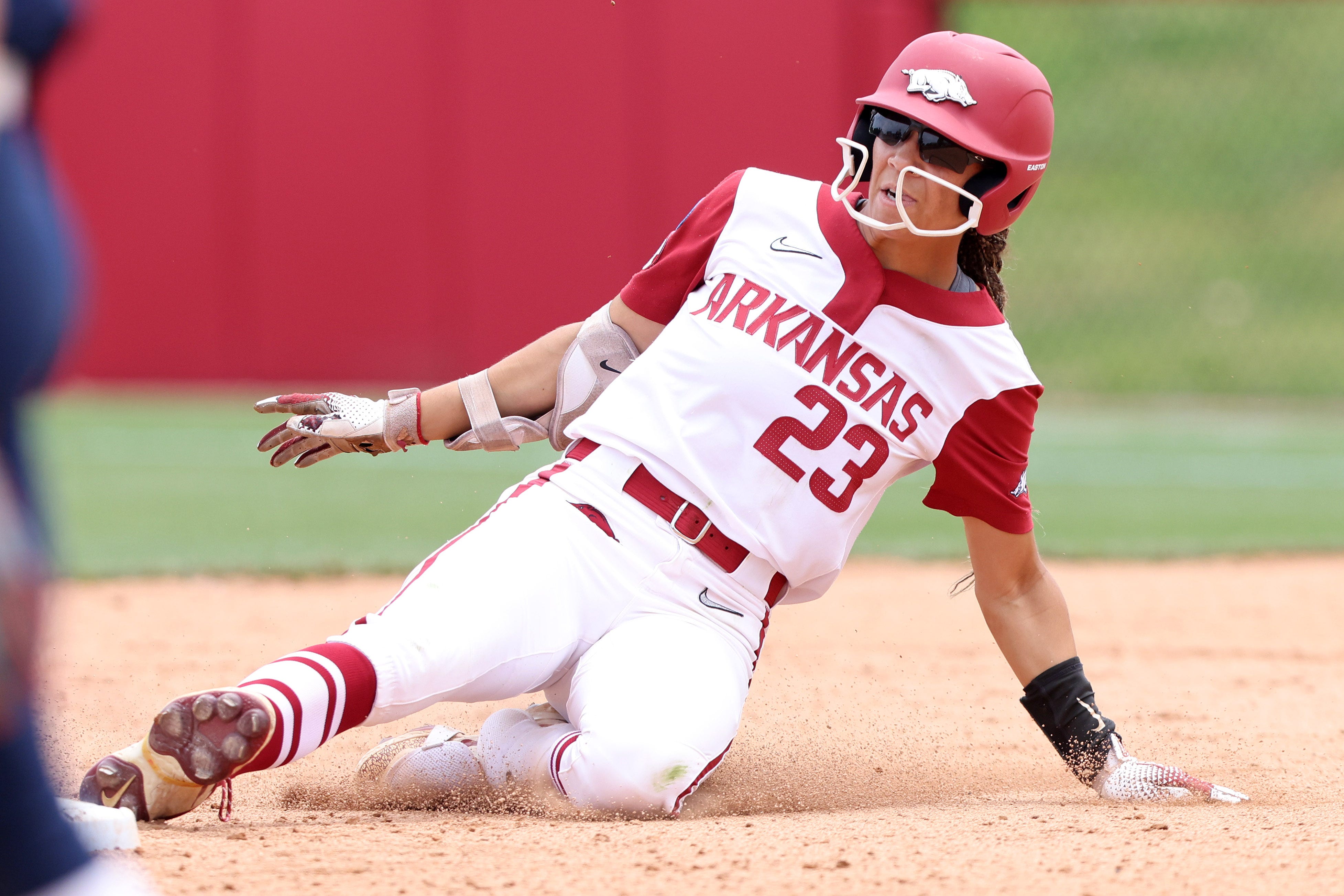 Arkansas softball vs Fordham NCAA tournament game resumes after weather ...