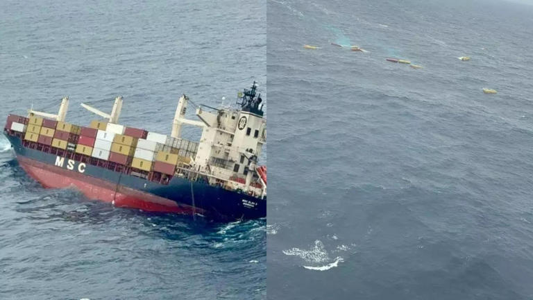 Container ship capsizes off Kerala coast; 21 rescued, 3 remain onboard ...