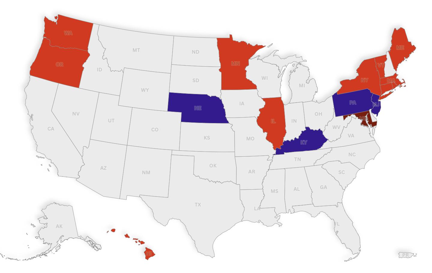 Map shows inheritance tax rates across US