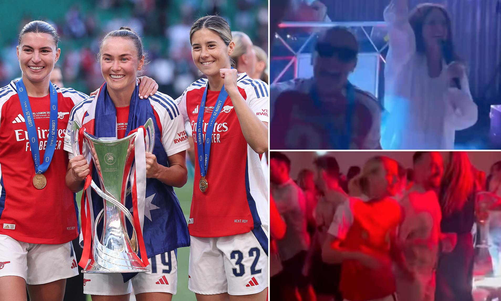 Arsenal Women celebrate Champions League win with popstar Jess Glynne