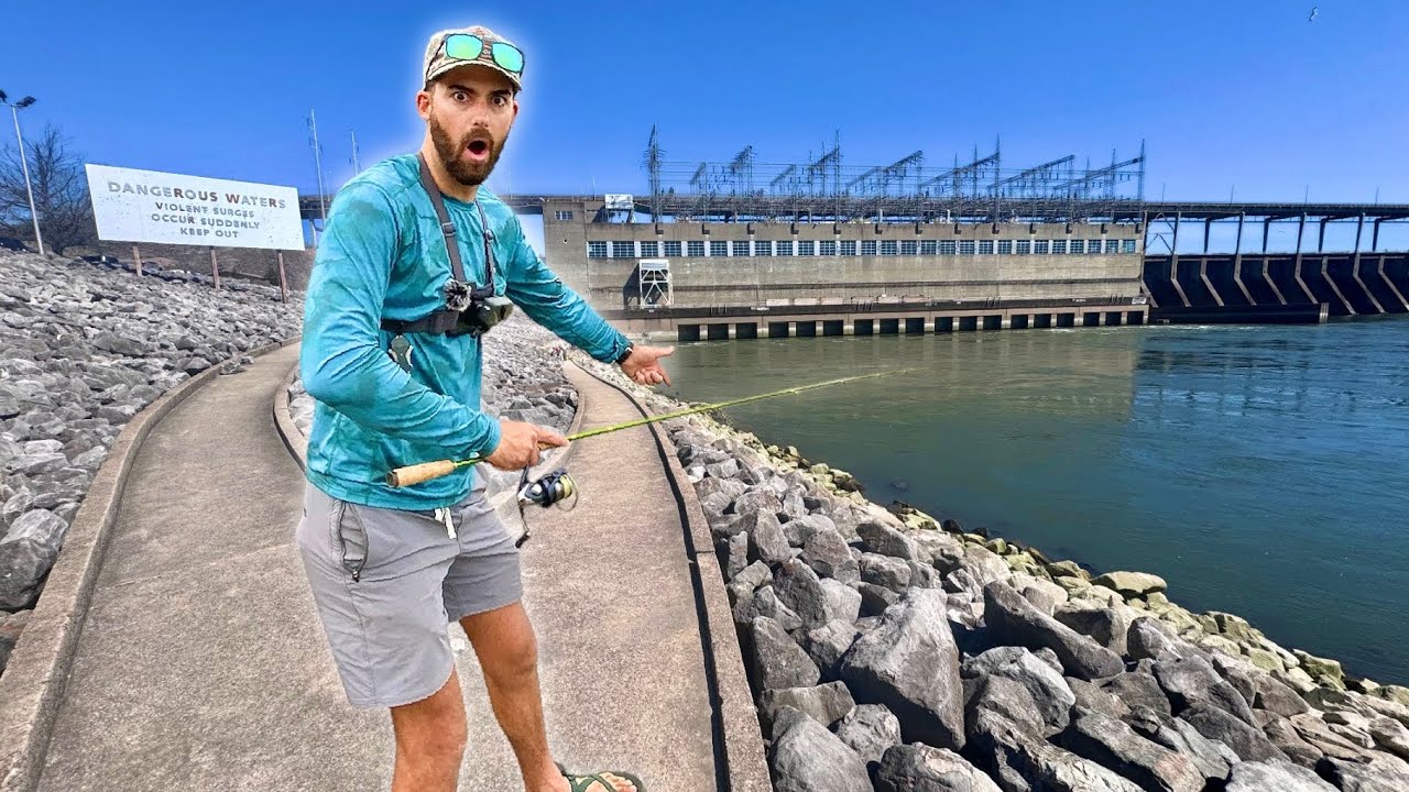 Catching and Cooking Fish at a Draining Spillway