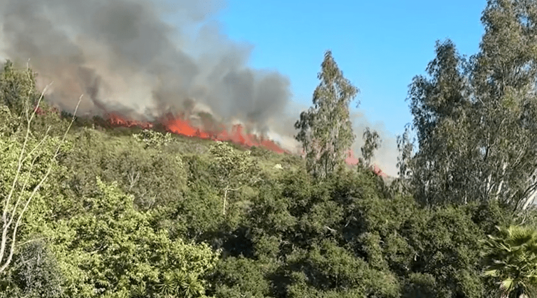 Evacuation warning lifted after brush fire breaks out in Poway