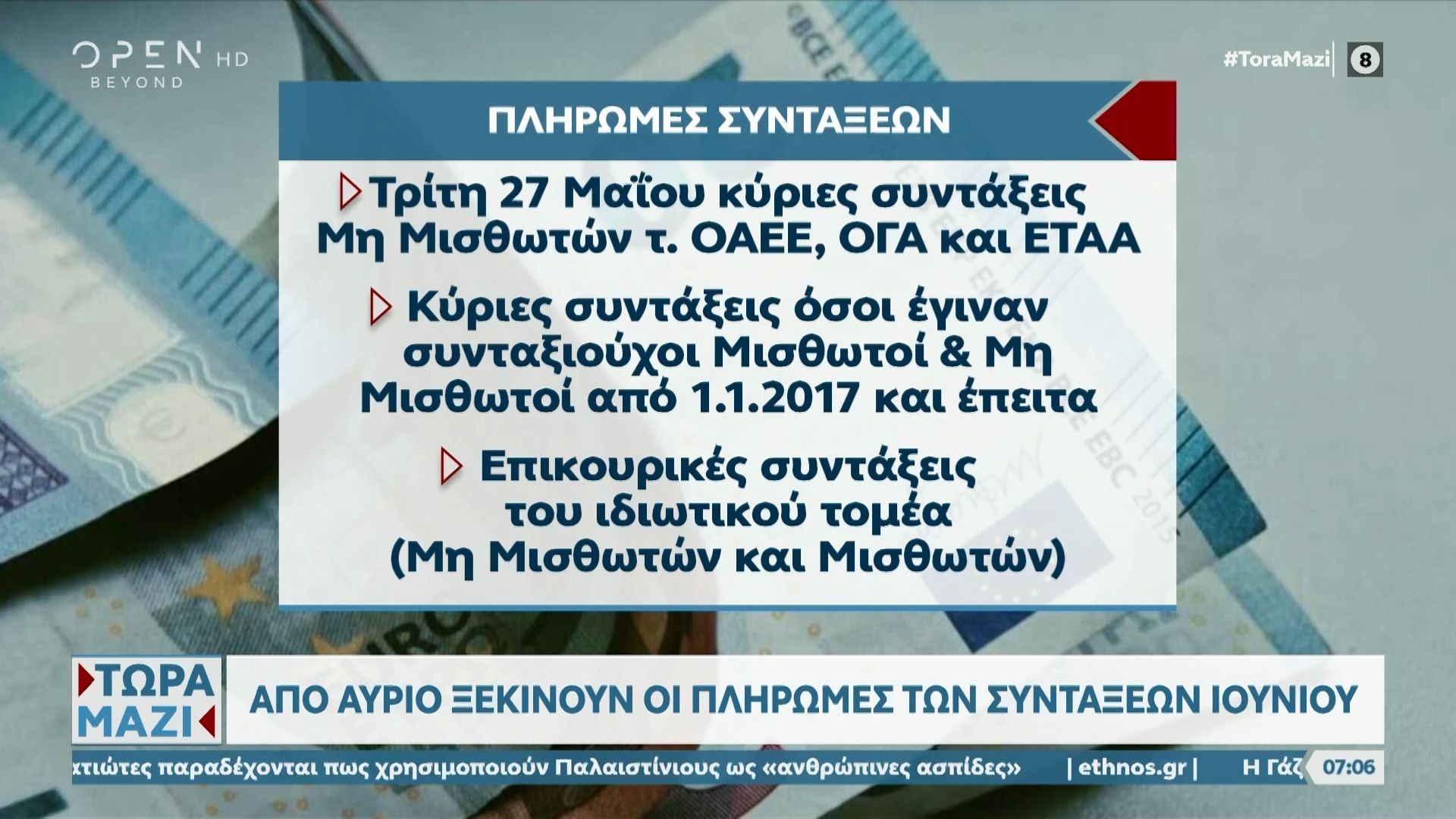 Από αύριο ξεκινούν οι πληρωμές των συντάξεων Ιουνίου