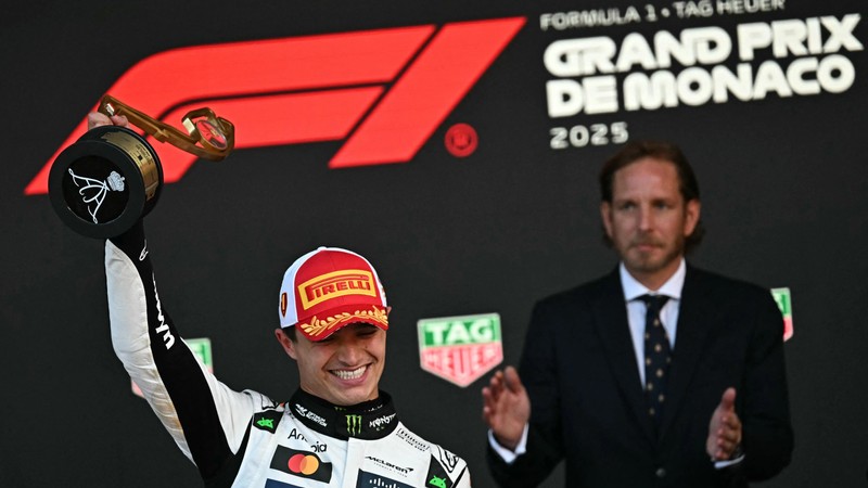 Lando Norris celebrates maiden Monaco Grand Prix win in chaotic F1 race