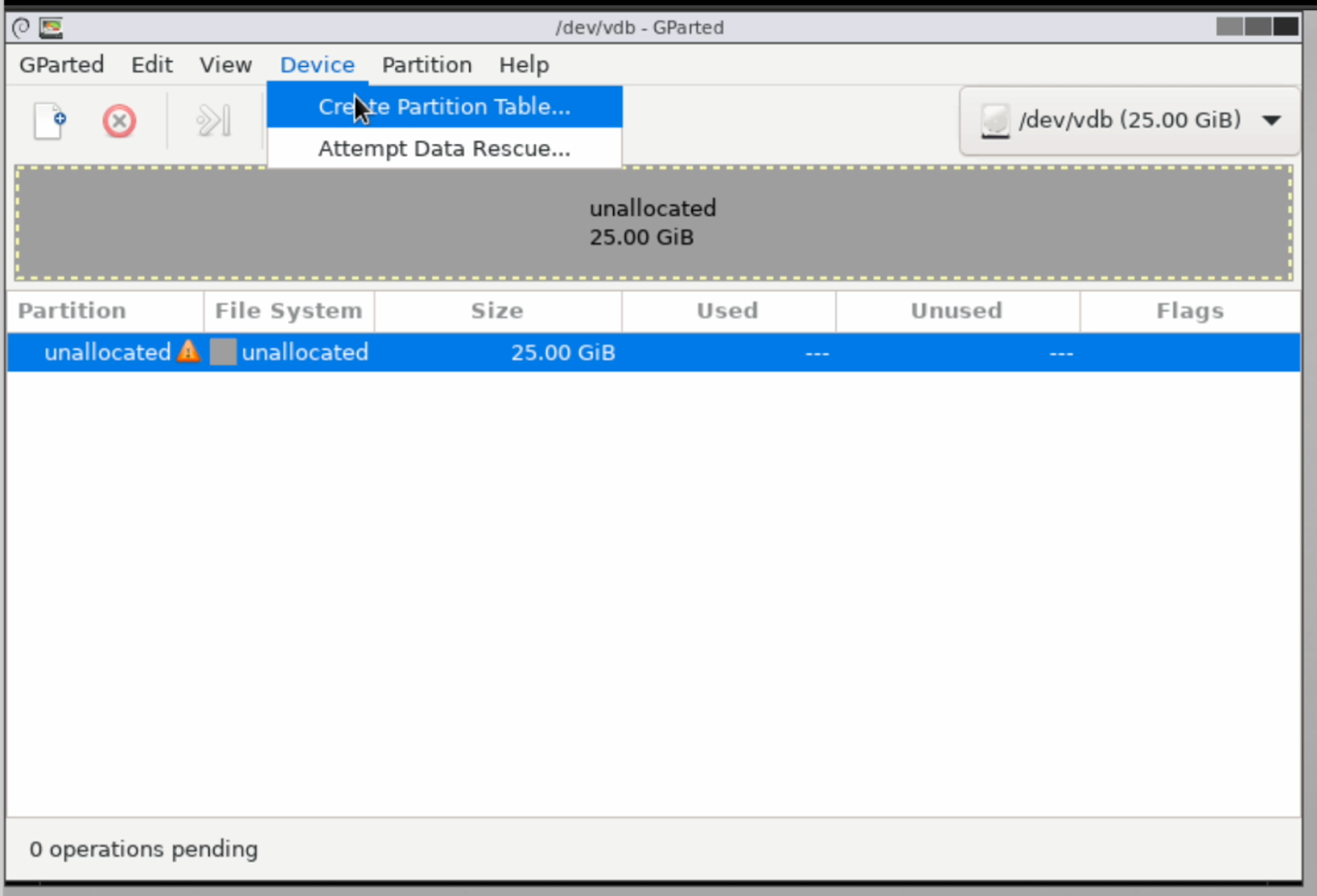 Cómo crear una nueva tabla de particiones en GParted paso a paso