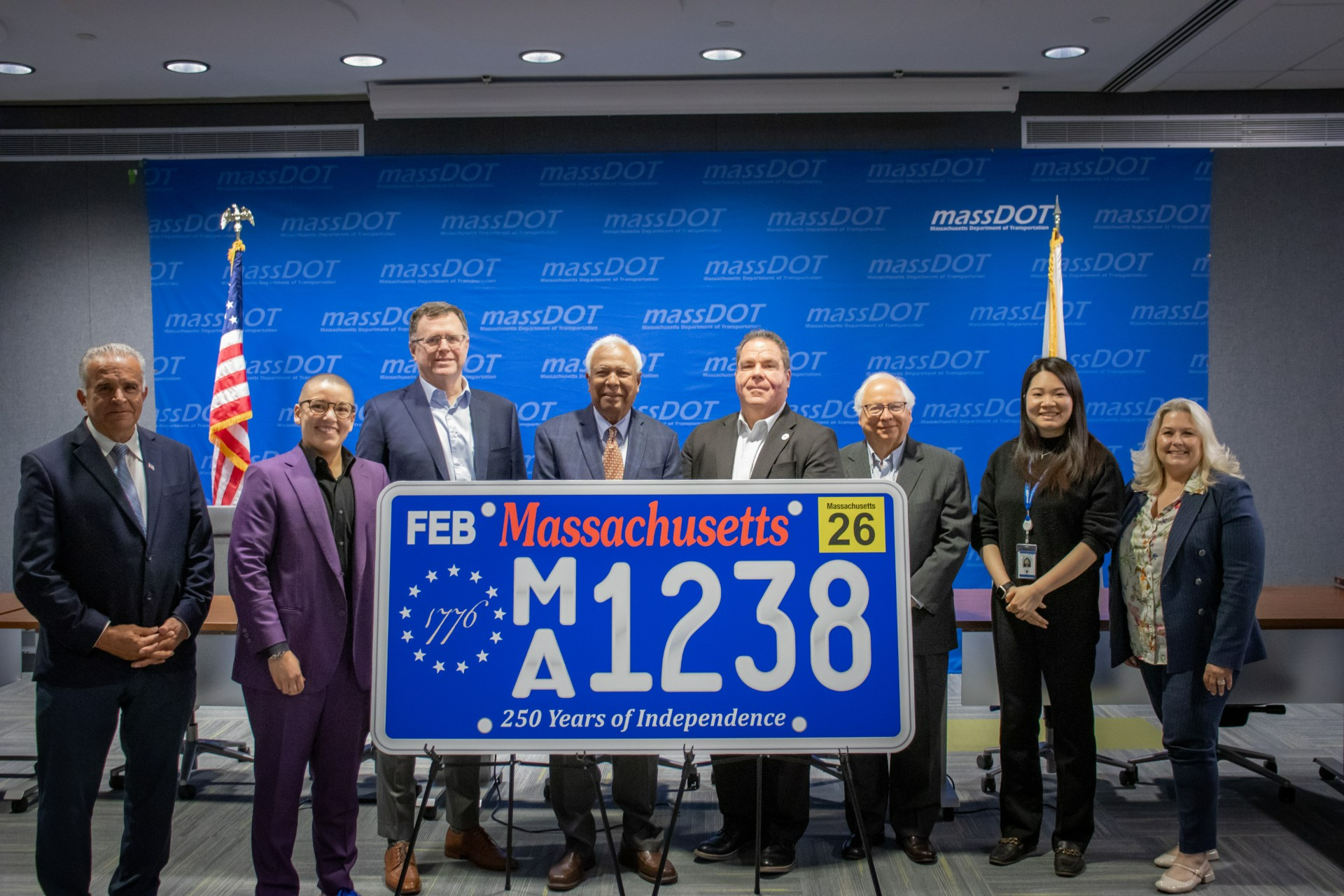 MA RMV unveils new license plate celebrating '250 Years of Independence ...