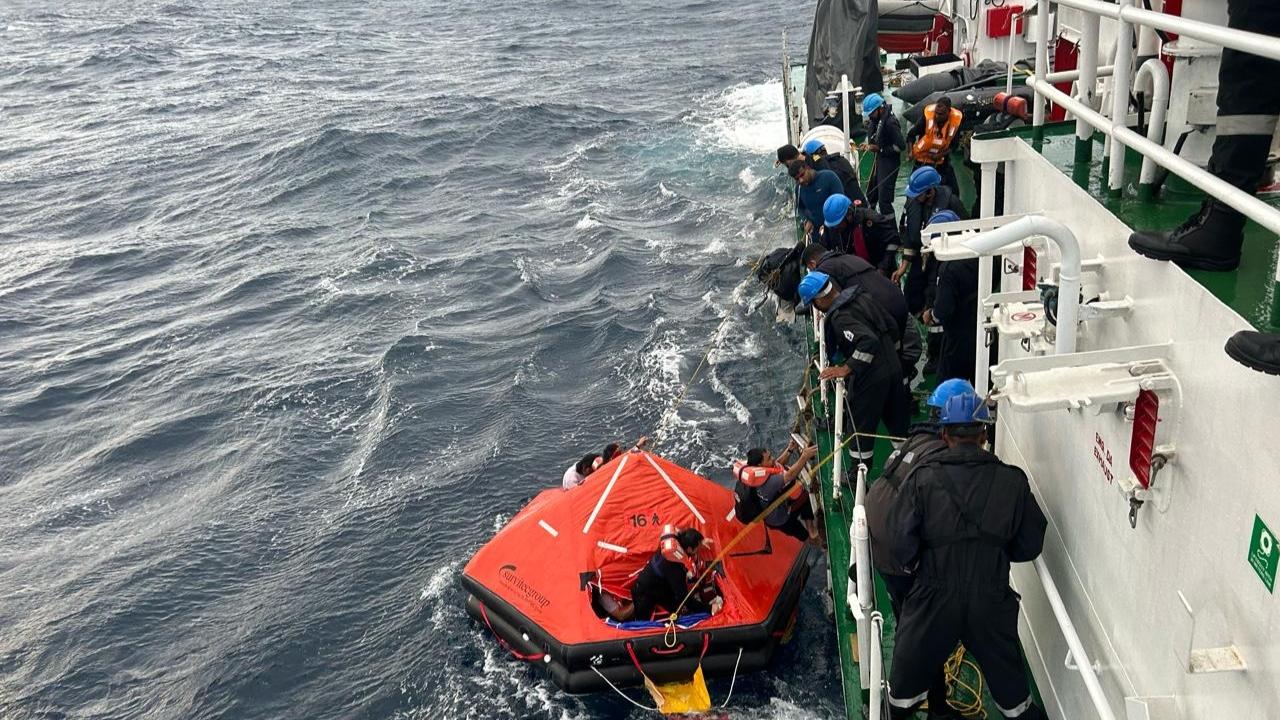 ICG and Navy rescue 24 crew members as Liberian container ship sinks