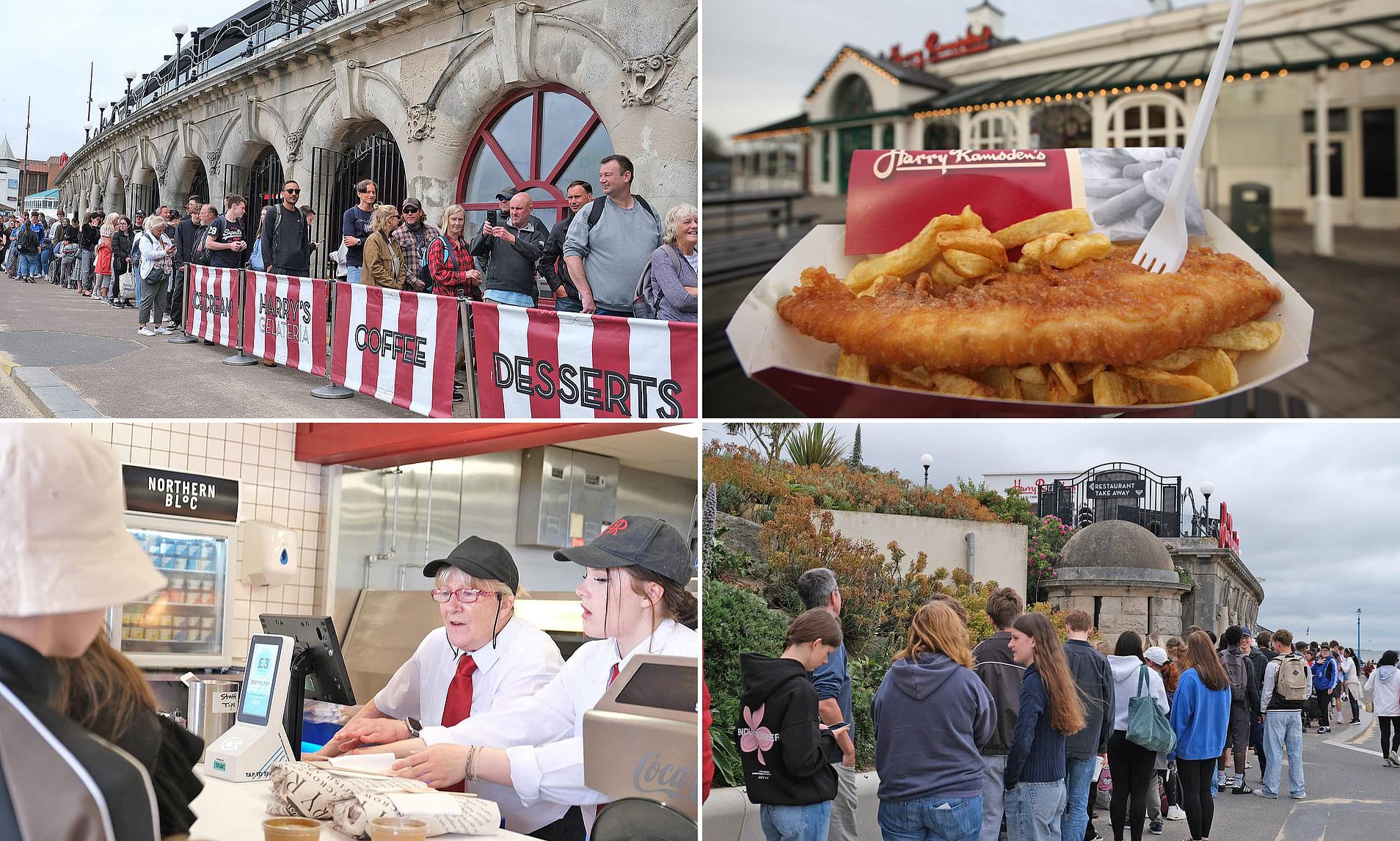 Thousands queue outside Harry Ramsden's for 7 PENCE fish and chips