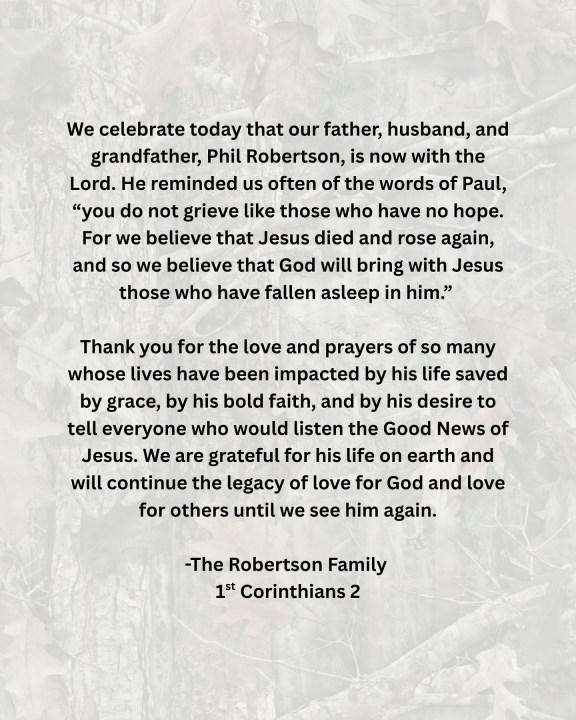 Duck Dynasty star Phil Robertson dies at 79