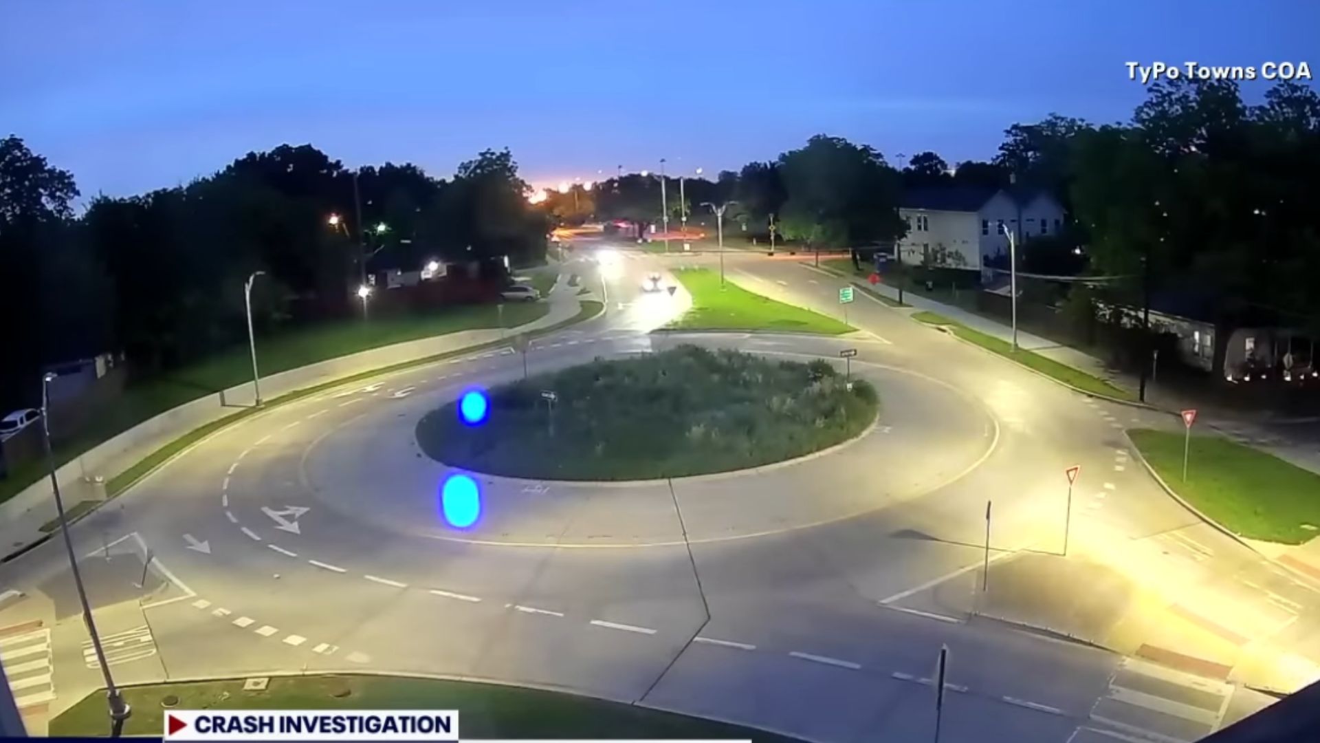 Car Launches Into The Air At A Texas Roundabout