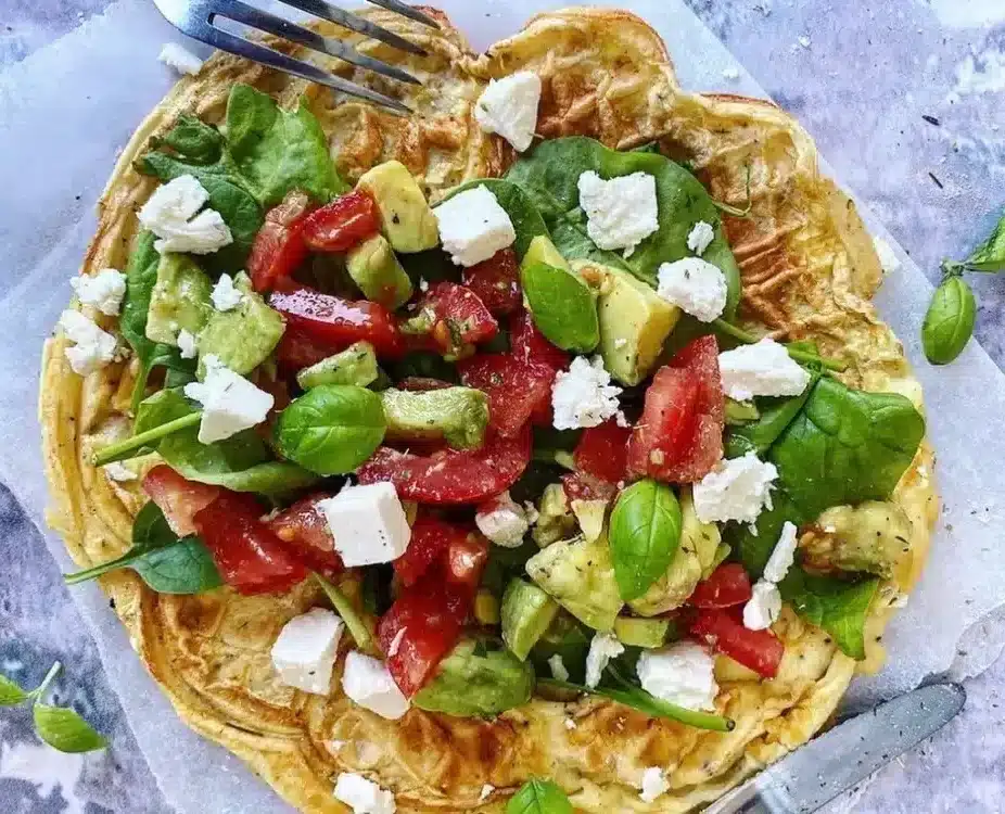 This 10-Minute Egg Waffle with Tomato Salad Is the Simple Brunch ...