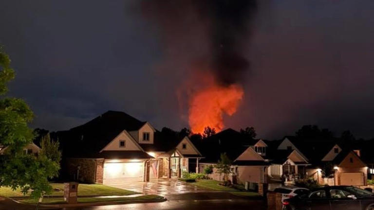 Lightning sparks Edmond house fire; firefighters battle flames on Tanglevine Drive