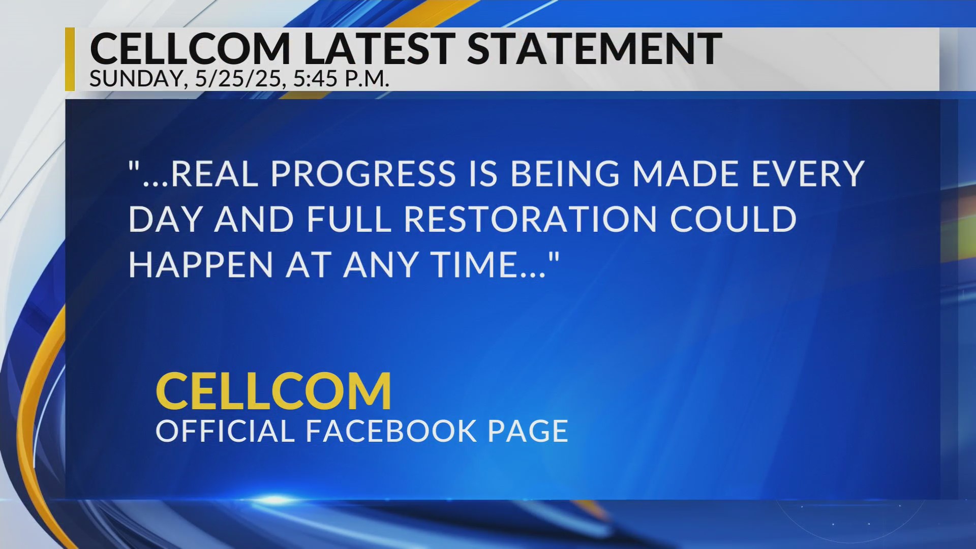 ‘Full restoration could happen at any time’: Cellcom releases new statement